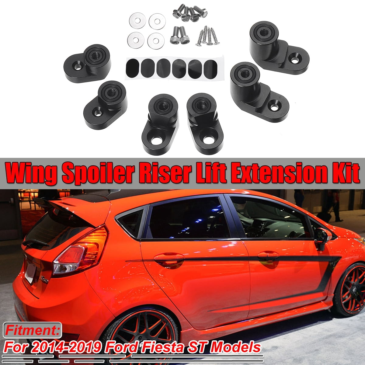 1x Set Wing Spoiler Riser Lift Kit, Fit For 2014-2019 Ford Fiesta ST ...
