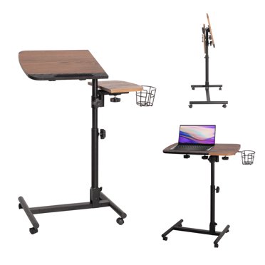 Techni Mobili Sit-to-Stand Rolling Adjustable Height Laptop Cart With ...