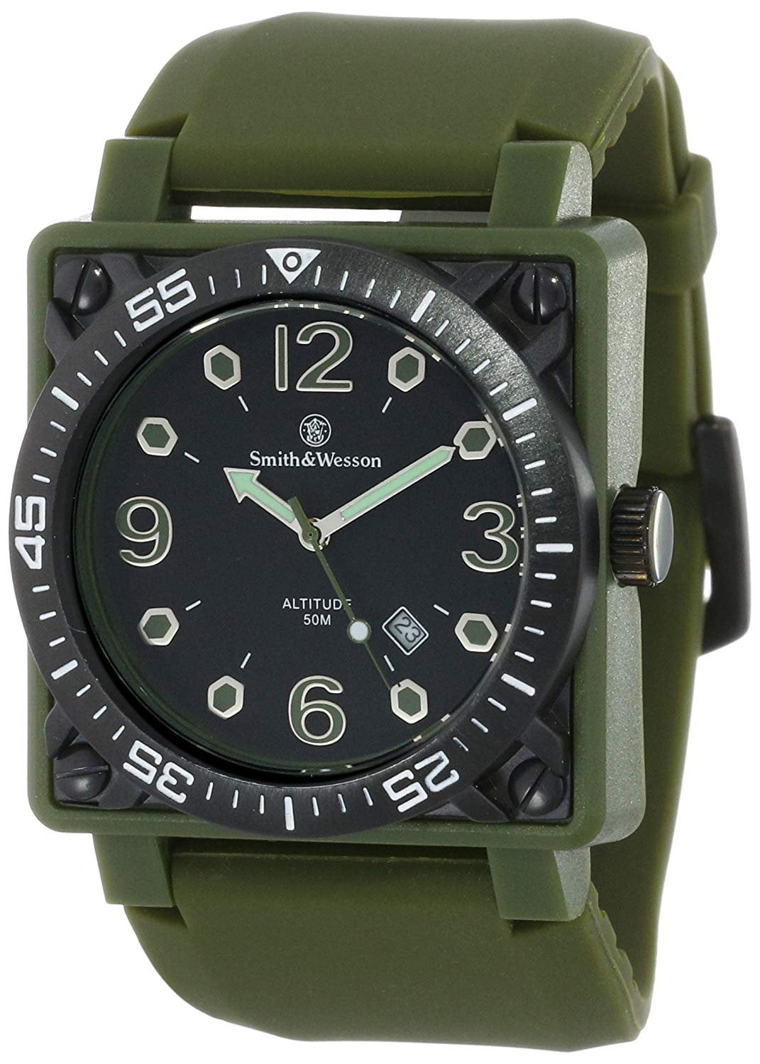 Smith & Wesson Altitude Watch w/ Blk Dial Olive Rubber Band - Walmart.com