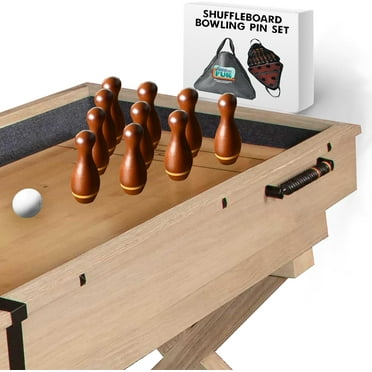KFFKFF Shuffleboard and Bowling Table, 9 ft with LED Illumination for ...