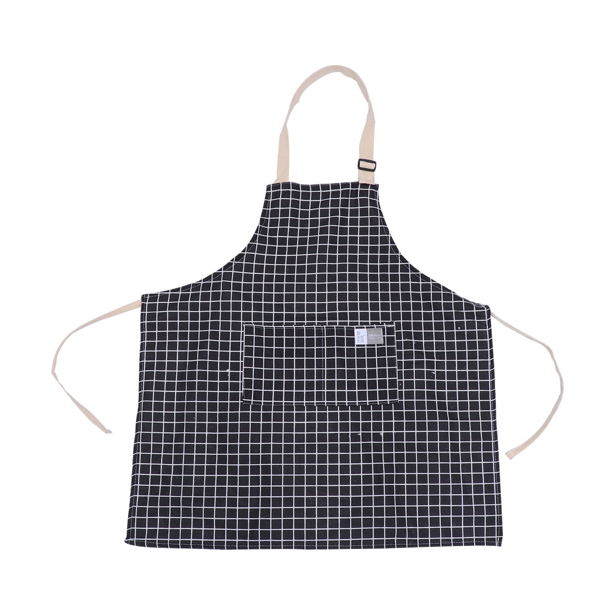Cotton and Linen Aprons Checkered Adjustable Halter Apron with Pockets ...
