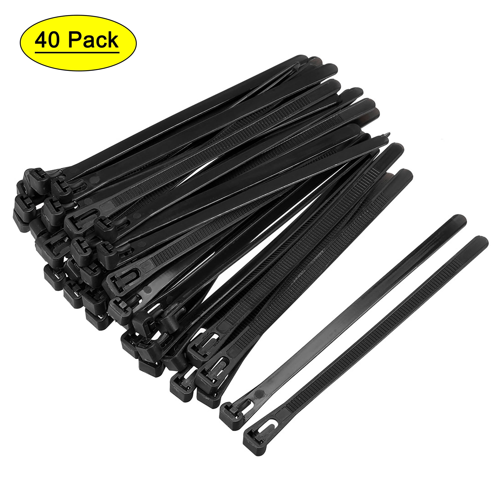 6 Inch x 0.3 Inch Black Reusable Cable Ties Adjustable Nylon Zip Ties ...