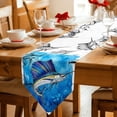 Blue Fish Coastal Table Runner Linen Burlap Table Runner 90 Inches Long ...