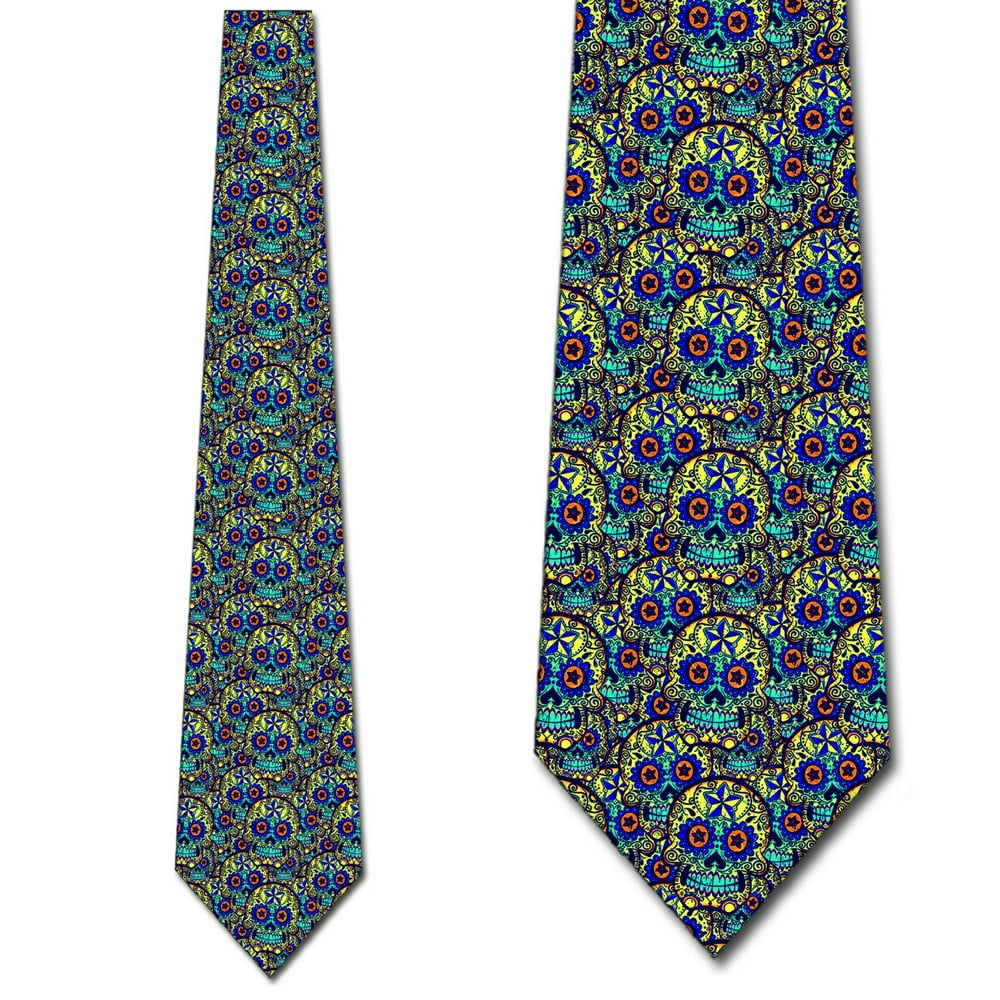 Three Rooker - Halloween Ties Mens Sugar Skull Necktie Teal by Three ...