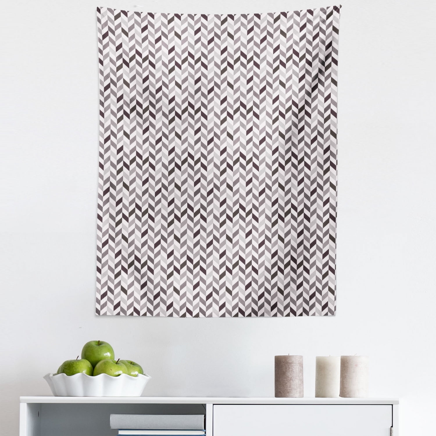 Chevron Tapestry, Zigzag Design with Geometric Angled Lines Earth Toned ...