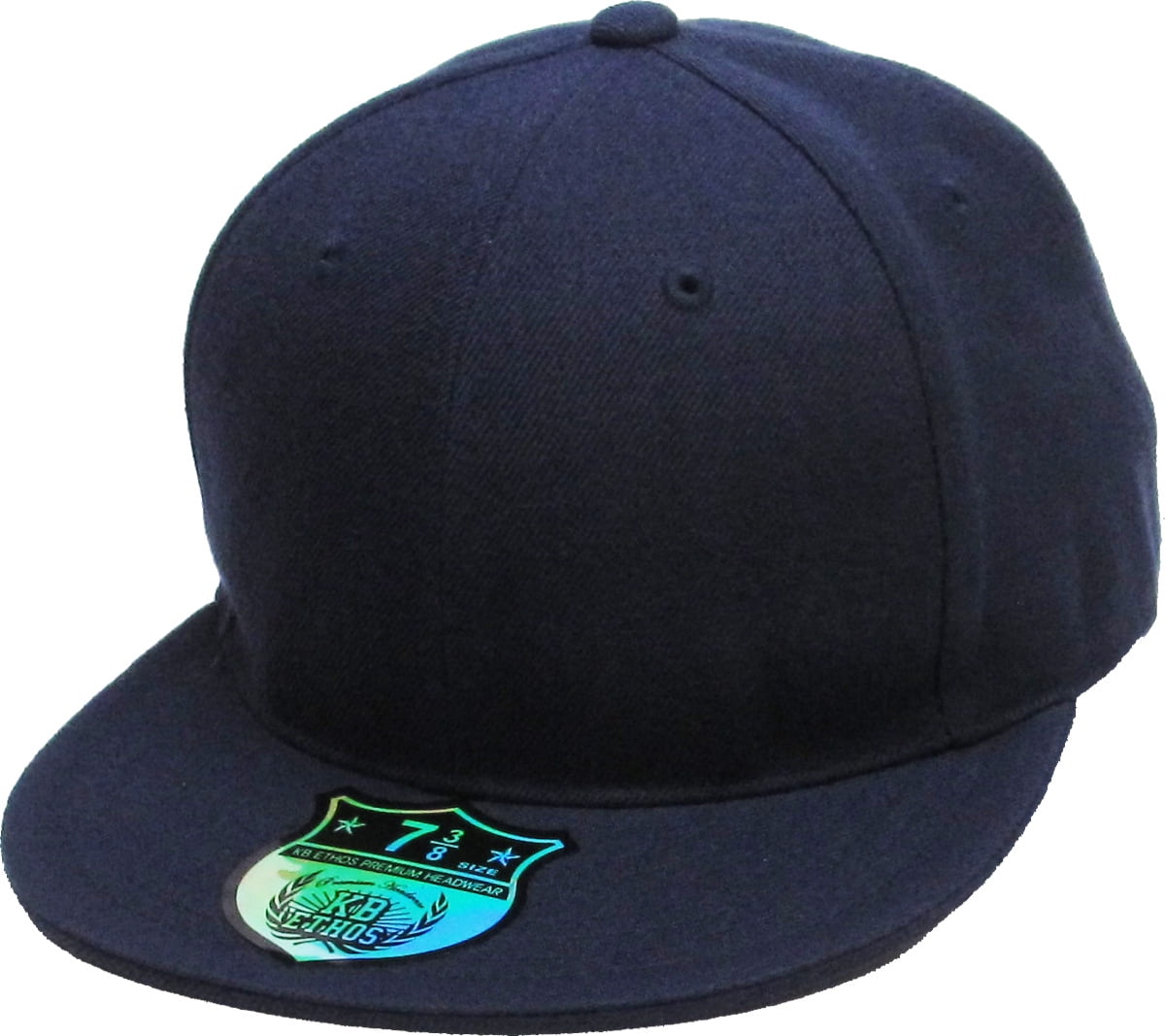 Solid Flat Brim Bill Fitted Baseball Cap - Walmart.com