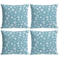 Blue Paw Print Pillow Covers Set of 4, Modern Classic Blue White Animal ...