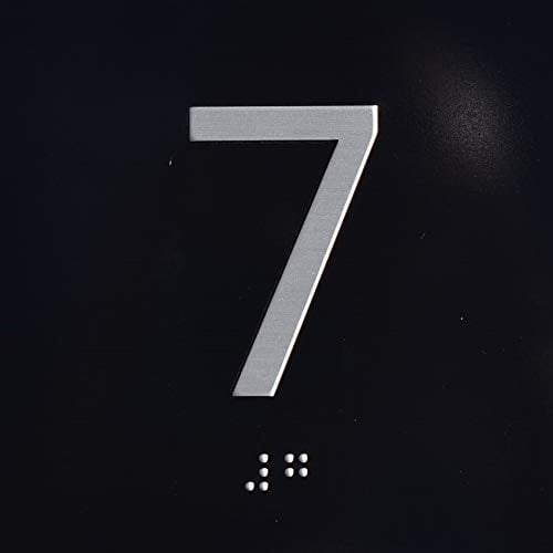 7th Floor Elevator Jamb Plate Sign With Braille And Raised Number Elevator Floor Number Sign