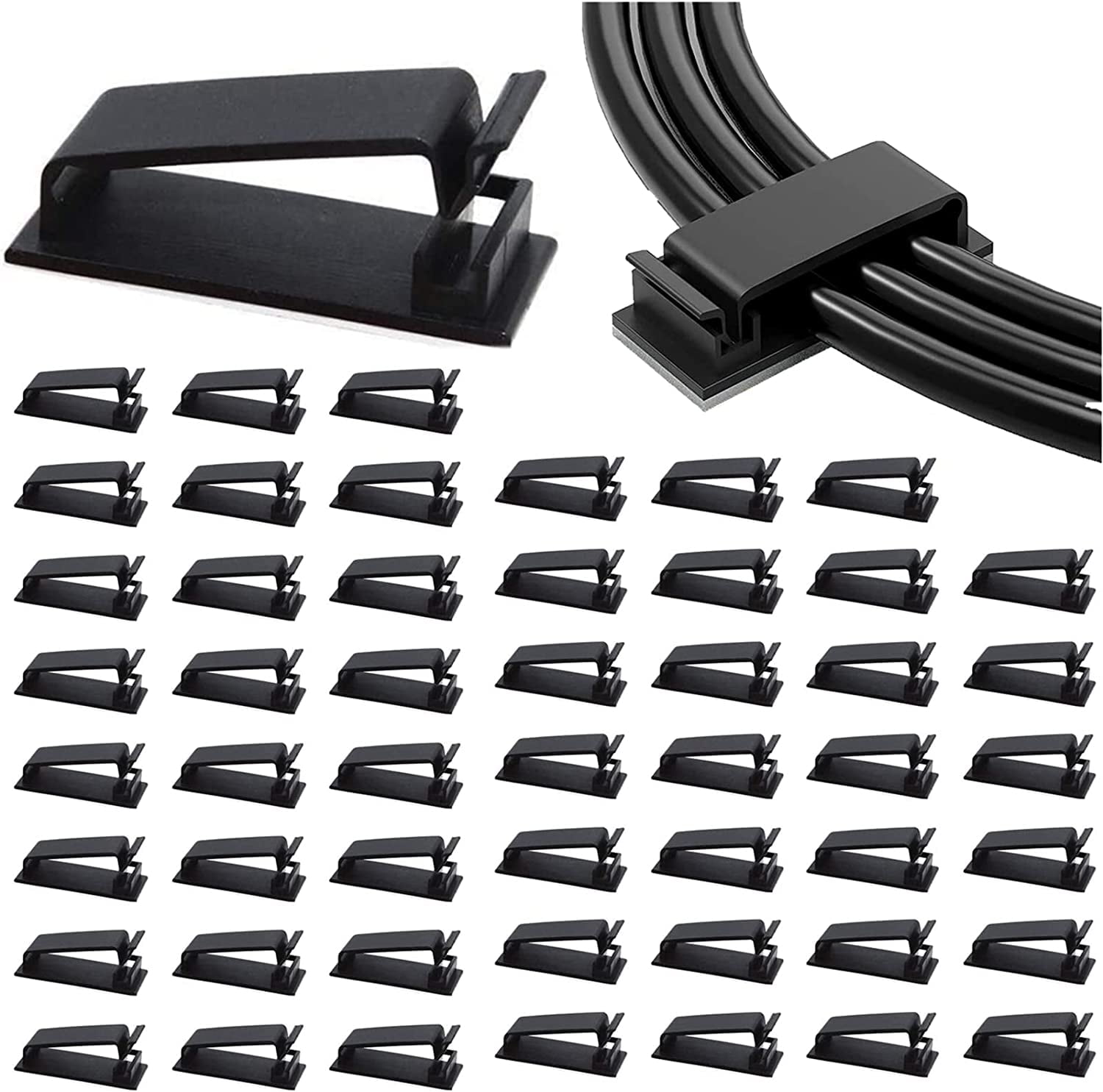55Pcs Cable Clips, Self Adhesive Cable Management Clips Wire Clamps ...
