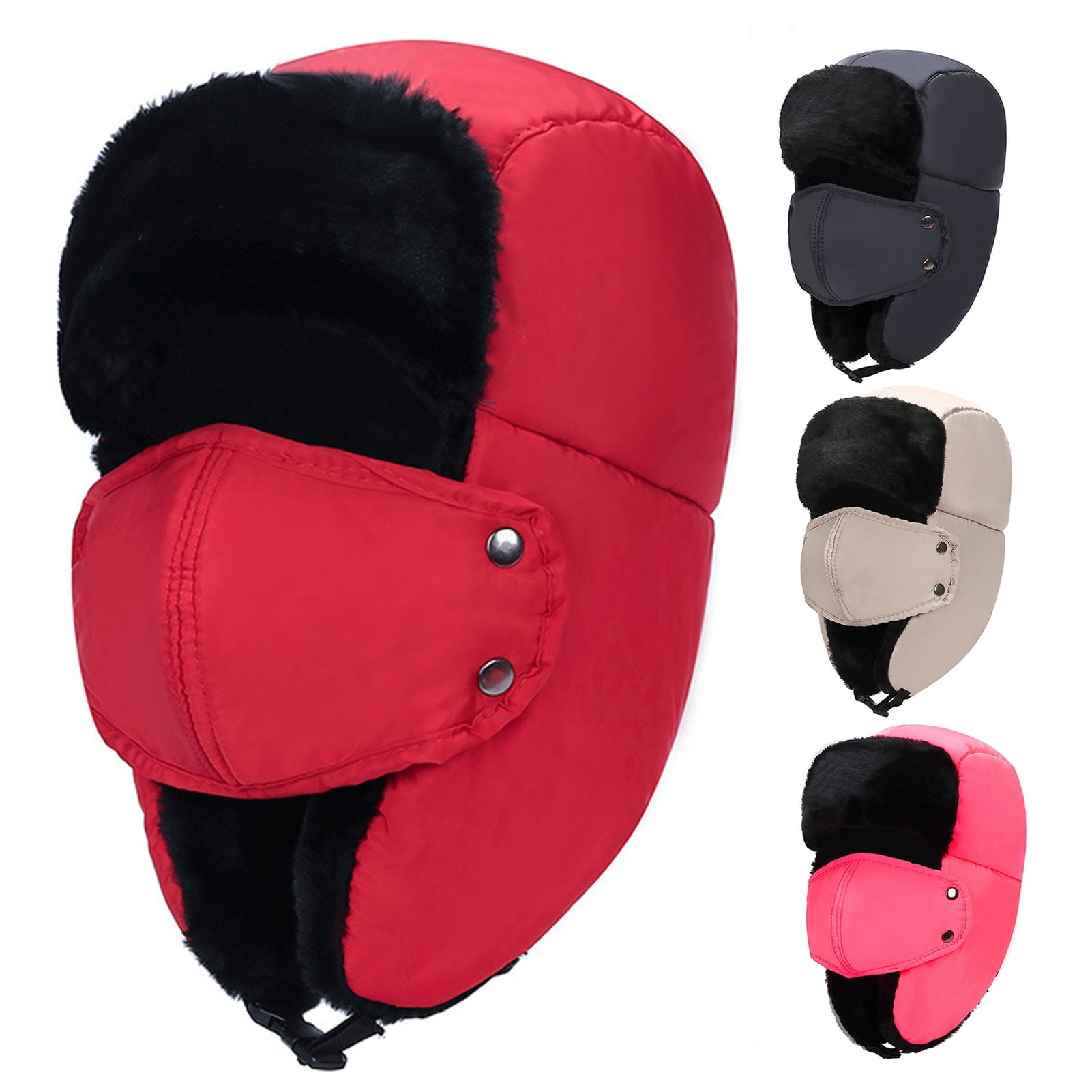 Trapper Hat, Winter Warm Trooper Hats with Ear Flaps and Black Mask ...