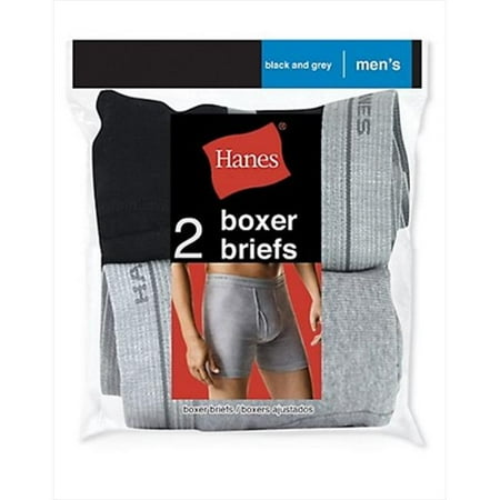 Hanes 2349VT Men Red Label Boxer Brief P2 Medium Black-Grey Black ...