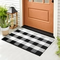 "KaHouen 24""x36"" Buffalo Plaid Rug - Indoor/Outdoor Black and White ...