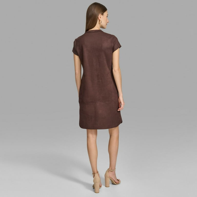 Women's Andrew Marc Short Sleeve Zipper Neck Shift Dress Women's Andrew Marc Short Sleeve Zipper Neck Shift Dress