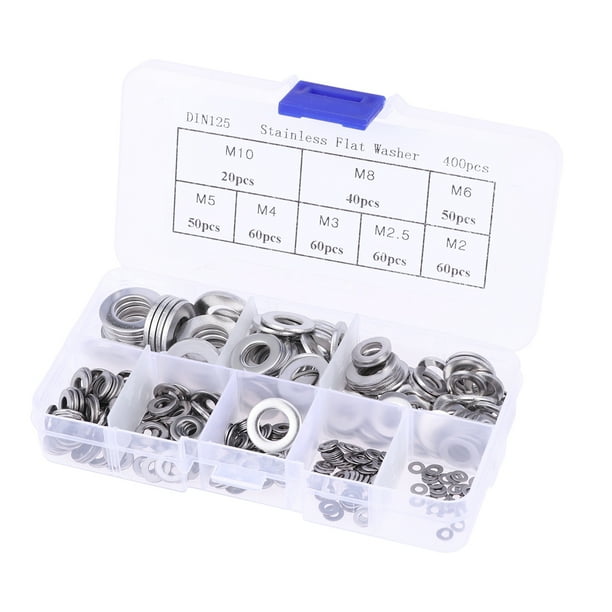 400Pcs Stainless Steel Washers M2.5 M5 M8 M10 Split Lock Spring Washers ...