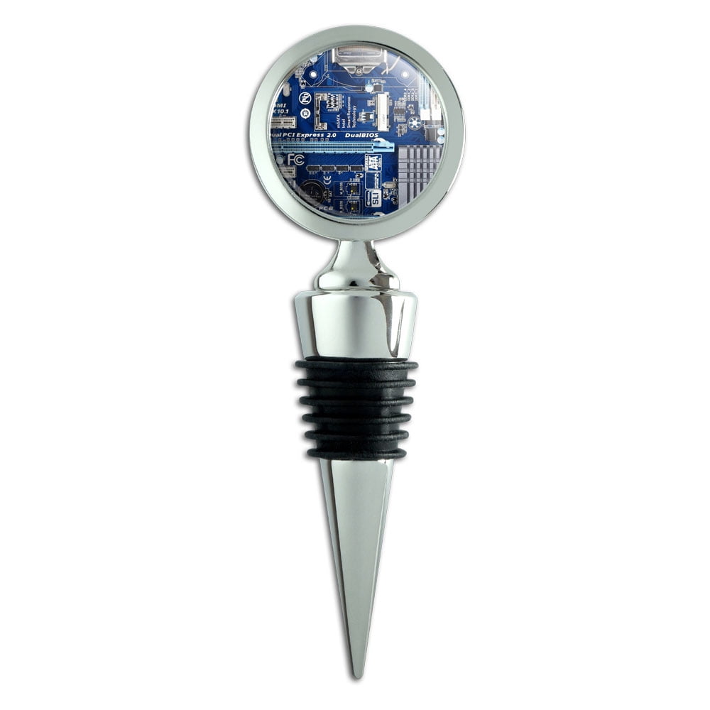 Blue Computer Motherboard Processor CPU Memory Wine Bottle Stopper ...