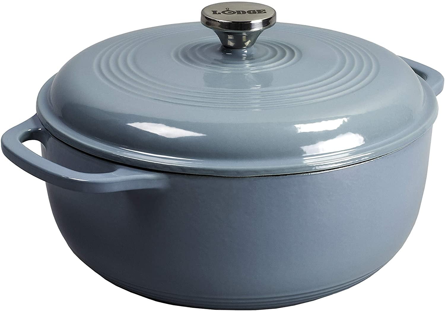 Buy Lodge Enameled Cast Iron Dutch Oven, 7.5 Qt, Storm Blue & Pan ...