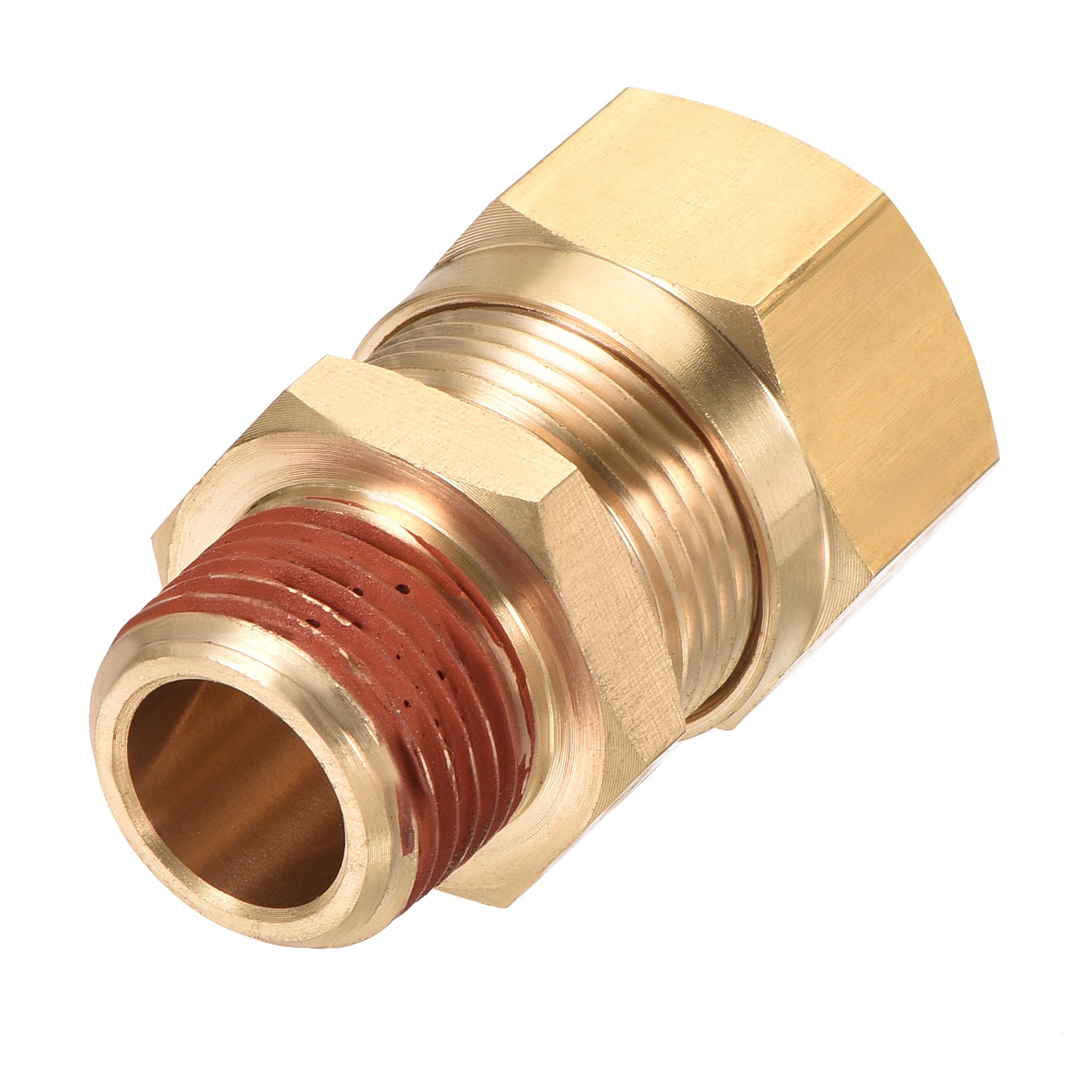 Uxcell Brass Compression Tube Fitting 3/8NPT x 5/8" Tube OD Straight ...