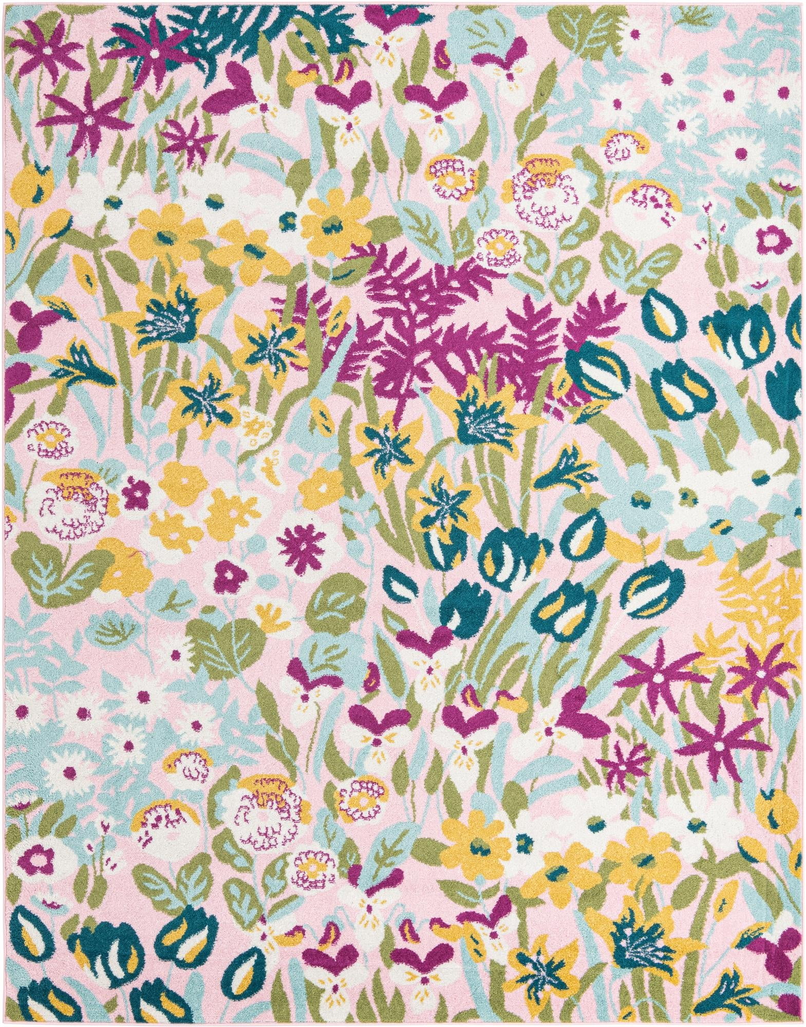 Rugs.com Bloom Collection Rug – 8' x 10' Pink Medium-Pile Rug Perfect ...