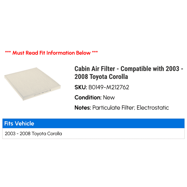 2006 toyota corolla cabin air filter store