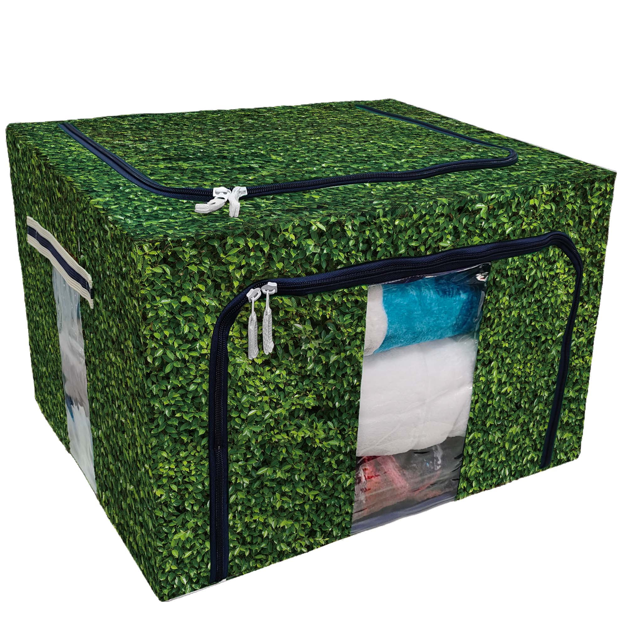 PKQWTM Leaf green vertical texture plants Storage Bag Clear Window ...