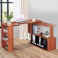 Hoffree 360° Rotating Computer Desk with Storage Large Office Desk with ...