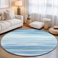 Abstract Sea 4FT Round Area Rugs Modern Minimalist Light Blue Stripes ...
