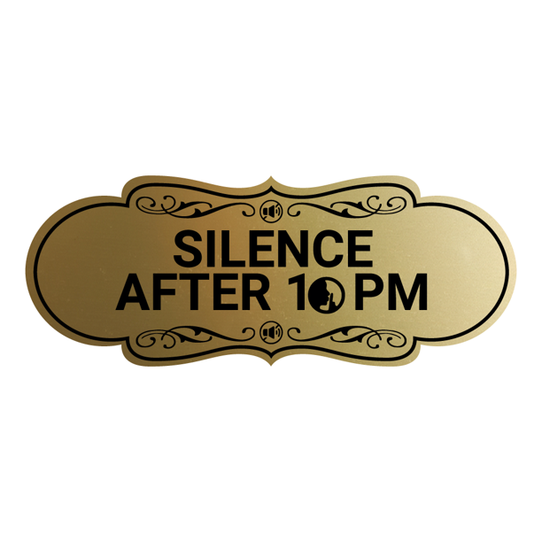 Designer Silence after 10pm Sign (Brushed Gold) - Medium - Walmart.com