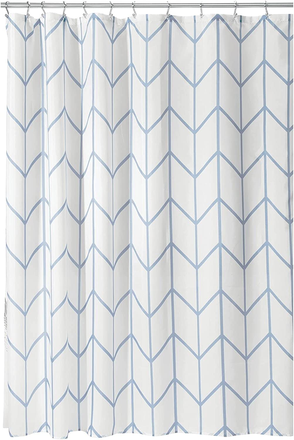 Long Decorative Herringbone Geometric Print Fabric Shower Curtain with Reinforced Buttonholes ...