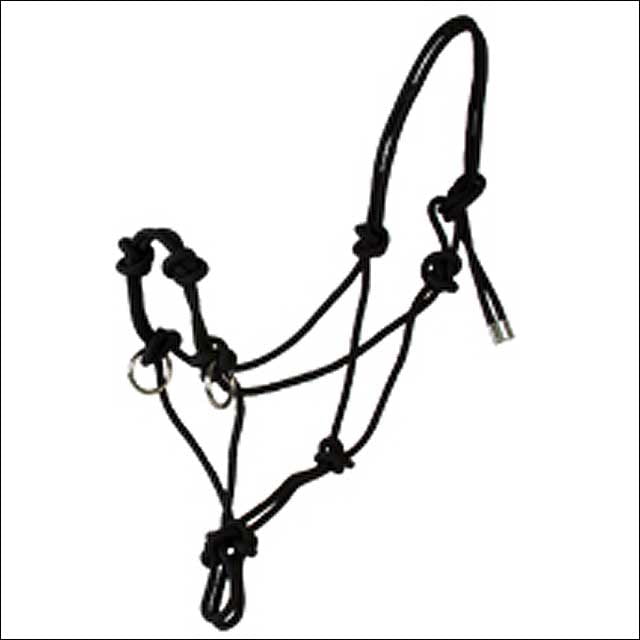 Hilason Western Tack Side Pull Horse Rope Halter Black W. Nickle Plated ...