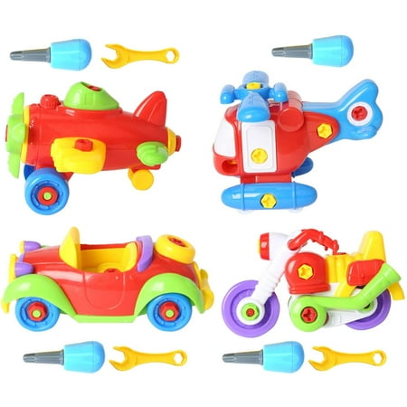 Take Apart Toy for Kids - 4 Pack Assembly Car Airplane Helicopter ...