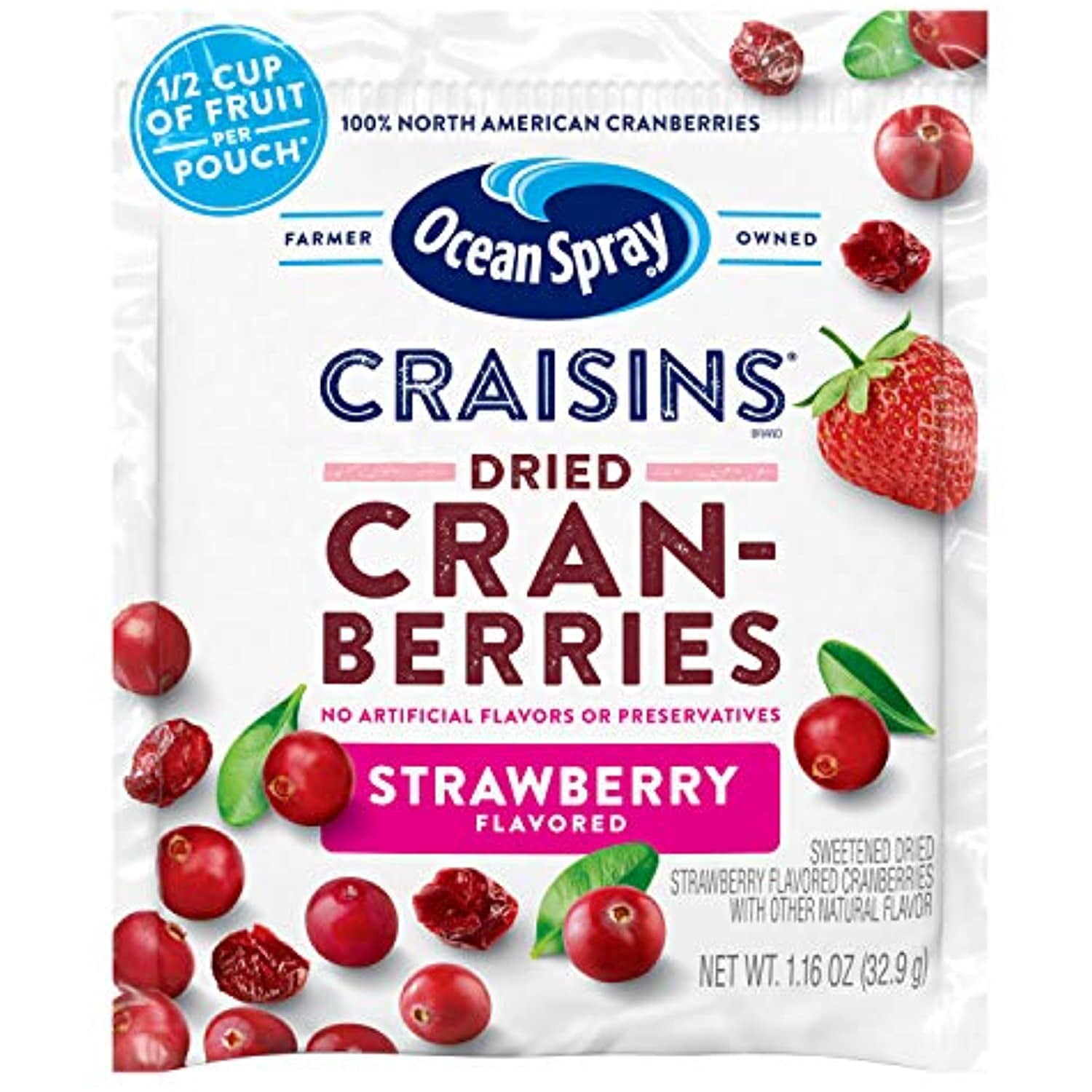 Ocean Spray Craisins Dried Cranberries, Strawberry, 1.16 Ounce (Pack Of ...