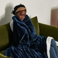 Free Shipping Cozy Comfort Sherpa Fleece Queen Size Blankets Navy