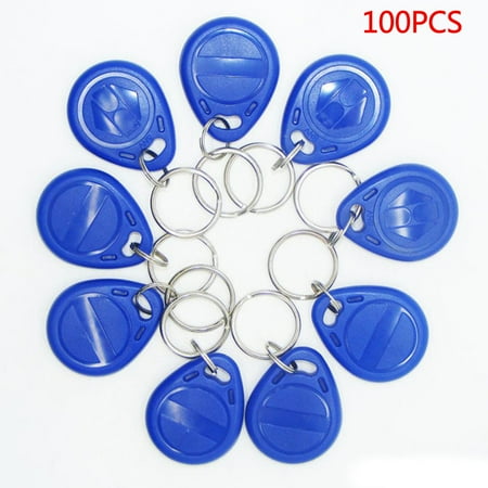 100pcs RFID Key Tag Keyfob Token Proximity ID Key Card ID Badge Holder ...