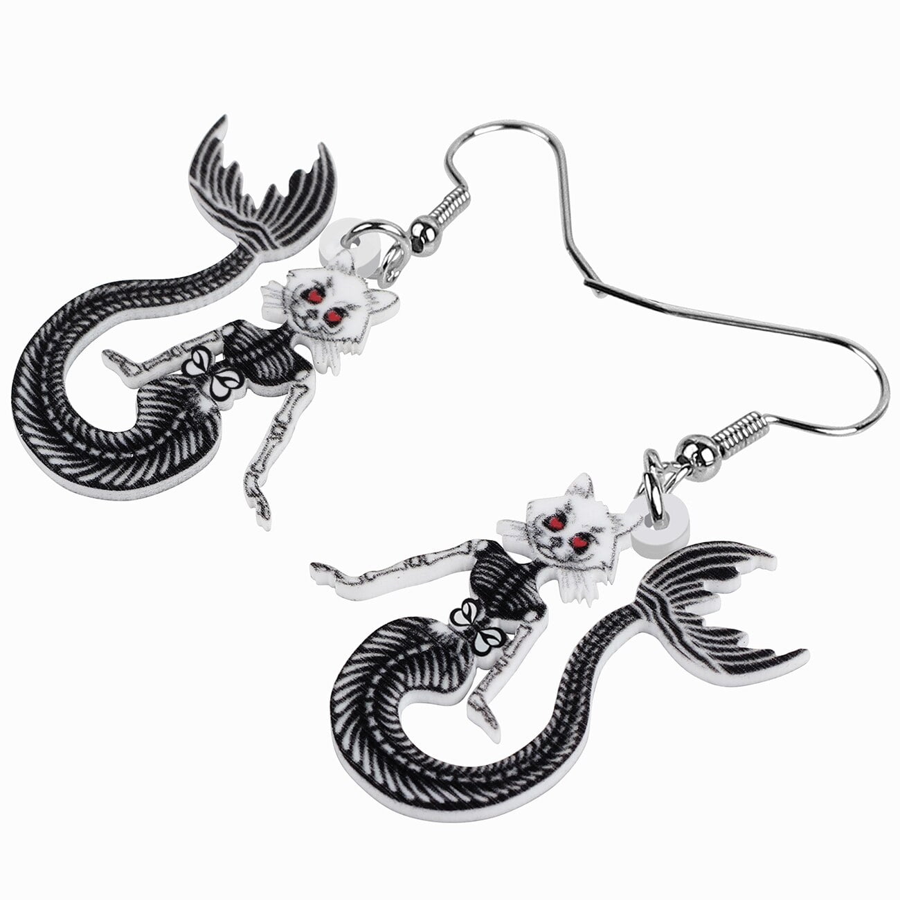 Cat Mermaid Skeleton Earring Earrings Acrylic Death Skeleton Women Bone ...