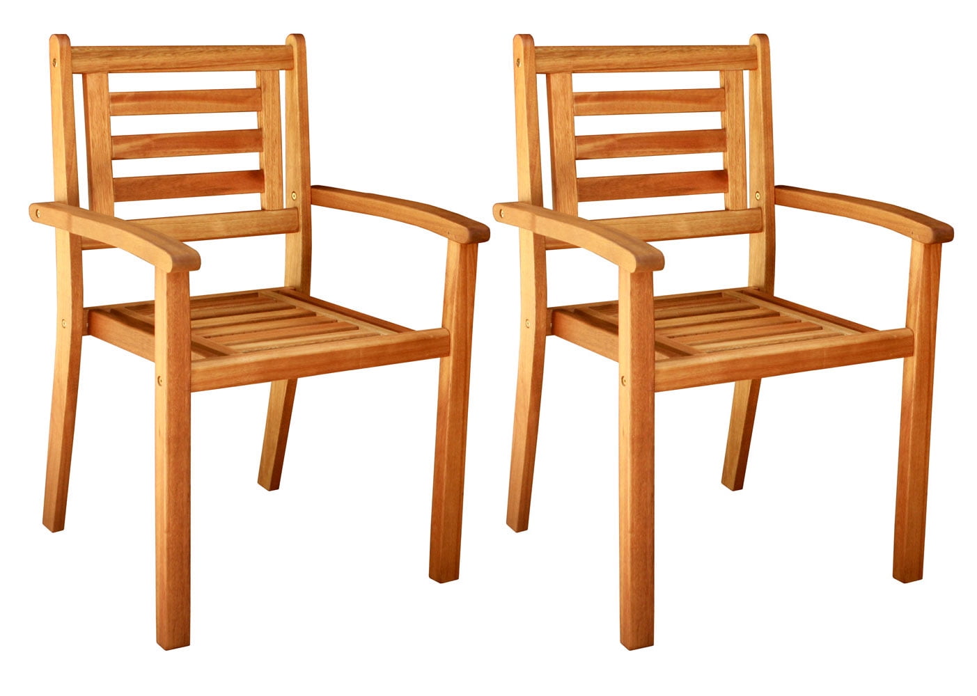 ALK Brands - Patio Outdoor Hardwood Stacey Stackable Arm Chairs, set of ...