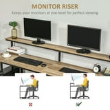 HomCom Two Person Computer Raised Workstation with Monitor Shelf, CPU ...