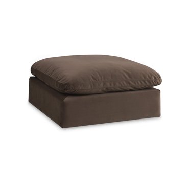 Meridian Furniture Comfy White Linen Textured Fabric Ottoman - Walmart.com
