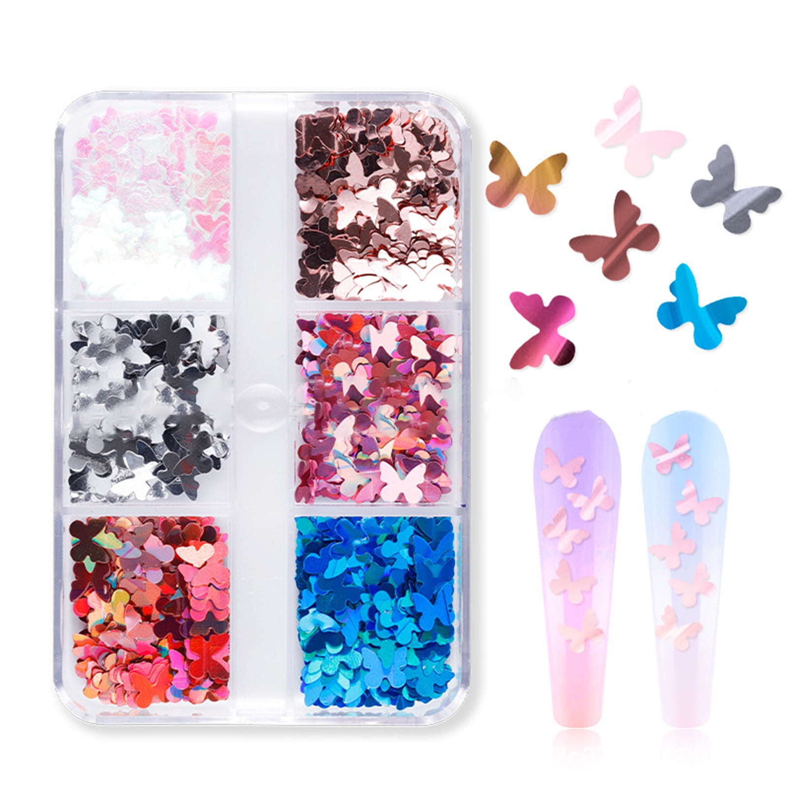 dianhelloya 6 Grids/Box Nail Sequins Thin Rounded Corners Lightweight ...