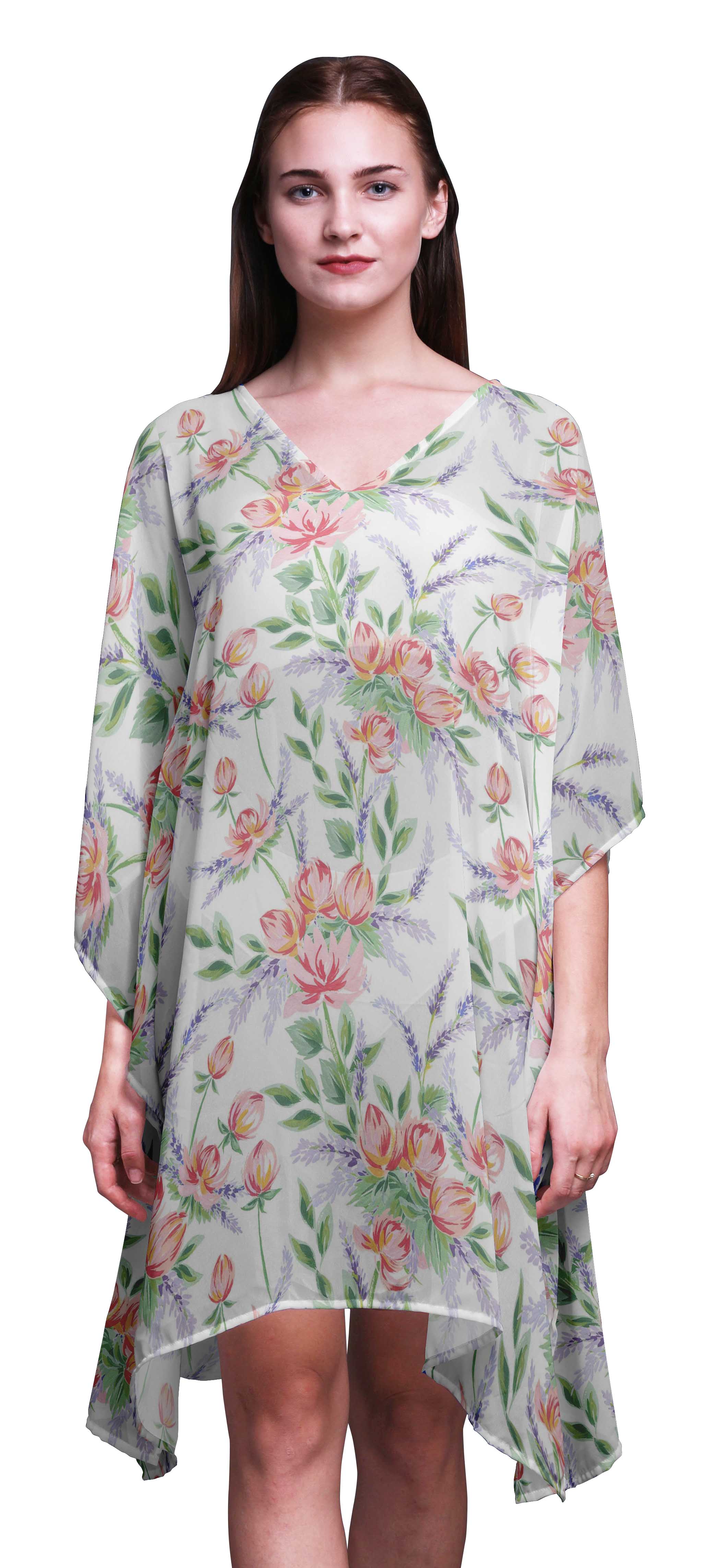 Bimba Flower BeachKaftan Bikini Cover up Womens Midi Dress Short Caftan ...