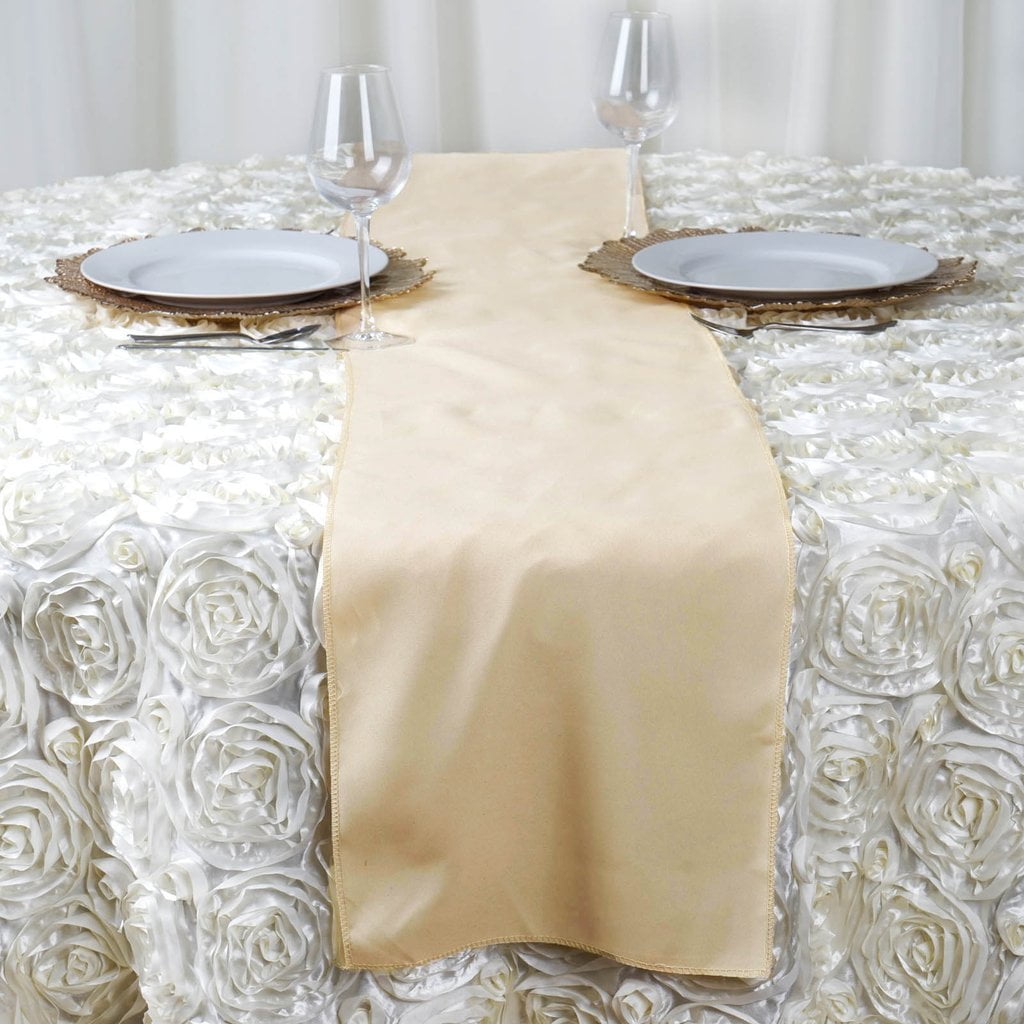 Efavormart BEIGE Premium Polyester Table Top Runner For Weddings ...