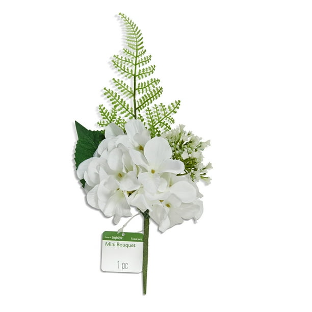 FloraCraft Artificial Mini Bouquet Pick 12 inch White Hydrangea ...
