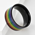 10mm Wide Titanium Stainless Steel Rainbow Gay Lesbian Wedding ...