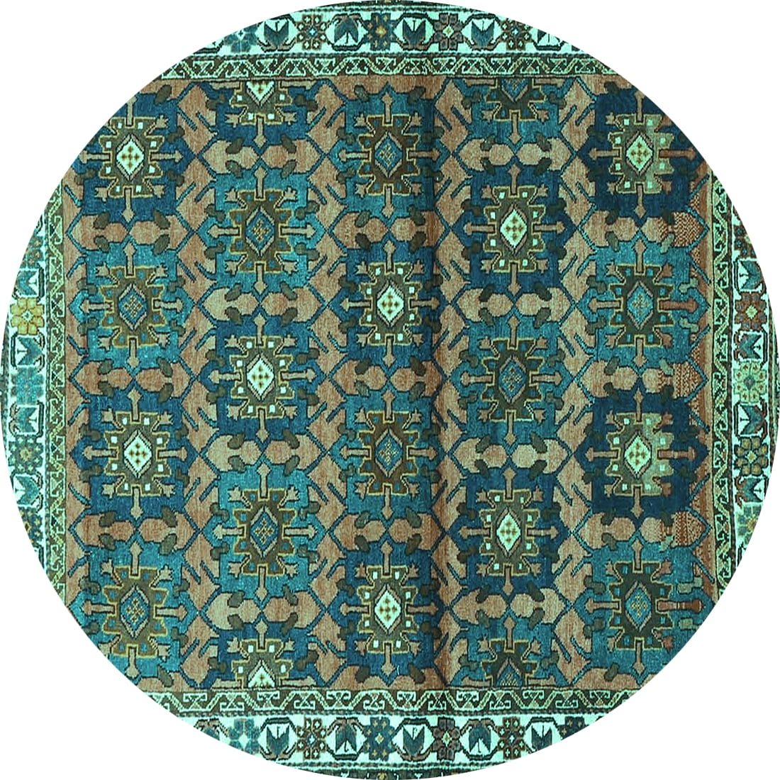 Ahgly Company Indoor Round Persian Turquoise Blue Traditional Area Rugs ...