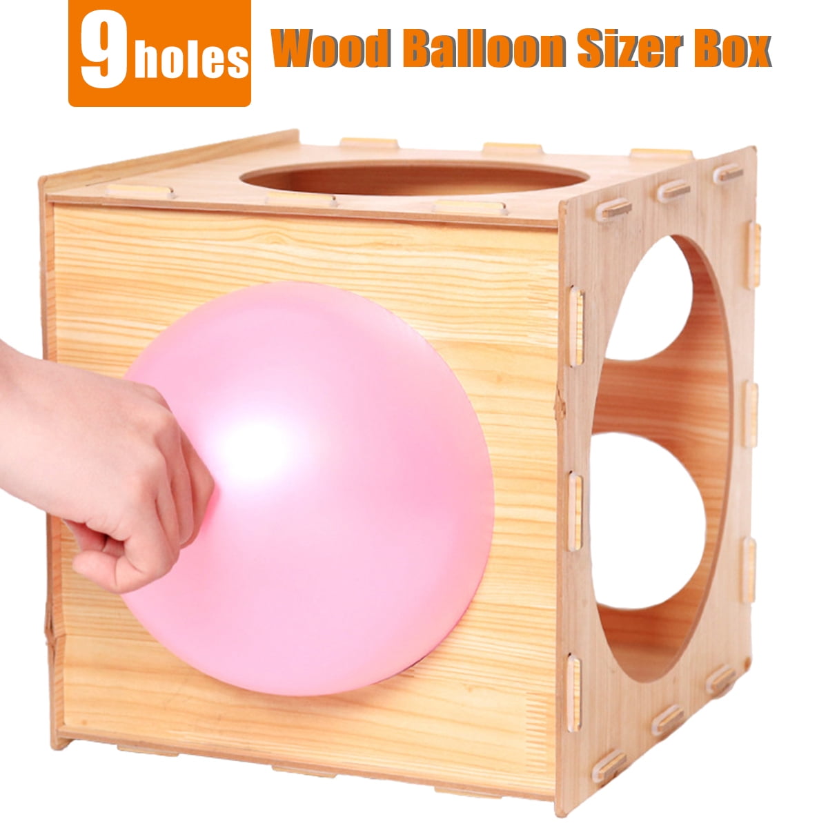 9 Holes Balloon Sizer Box Wood Square Balloon Measurement Tool for ...