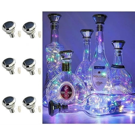 6 Pack Solar Wine Bottle Lights 20 Leds Solar String Lights For Wine ...