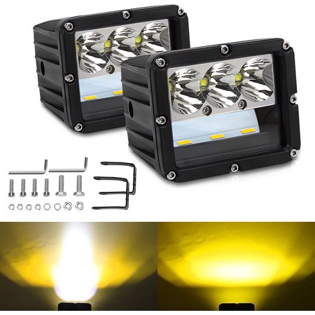 LED Light Bar Dual Color LED Driving Fog Lights 50W 6000LM Pod Lights ...