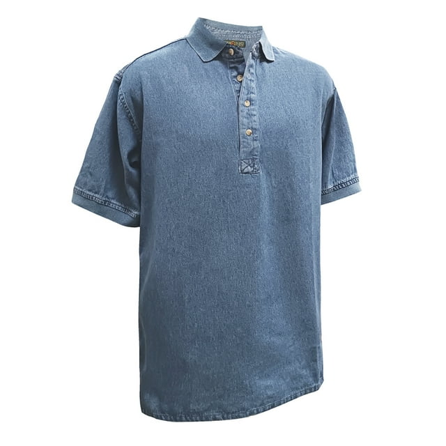 Monterey Club Men's Enzyme Washed Denim Golf Polo Shirt #3153 - Walmart.com