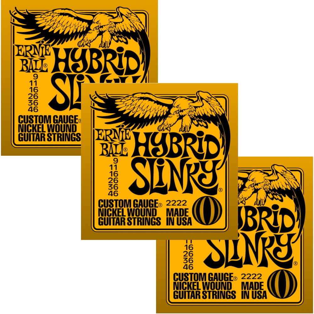Ernie Ball Guitar Strings 3-Pack Hybrid Slinky Electric 9-46 Nickel ...