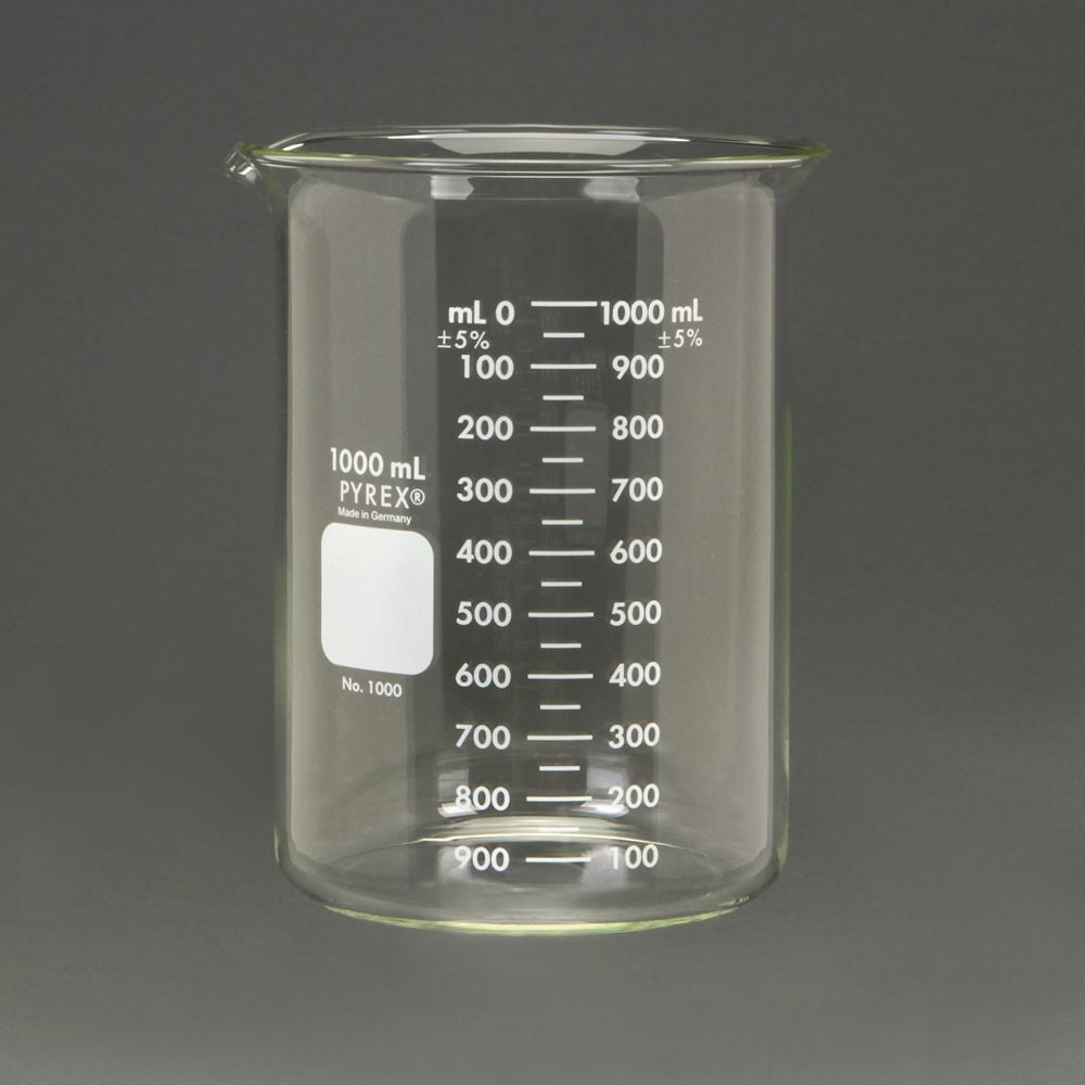 Pyrex Glass Griffin Beaker, Low Form, Measuring, 1,000 Ml - Walmart.com