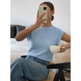 Blue-2 Waffle Knit Round Neck Short Sleeve Casual T-Shirt - Walmart.com